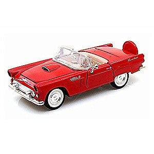 1956 Ford Thunderbird Convertible, Red - Motormax 73215 - 1/24 scale Diecast Model Toy Car