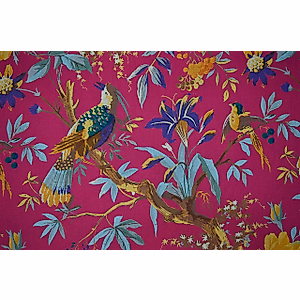 Maviss Homes Beautifuly Designed Dress Making Hand Block Printed Fabric |Indian Cotton Craft Sewing Material Supplies | Fabric for Quilt Making | 5 Yard; Pink