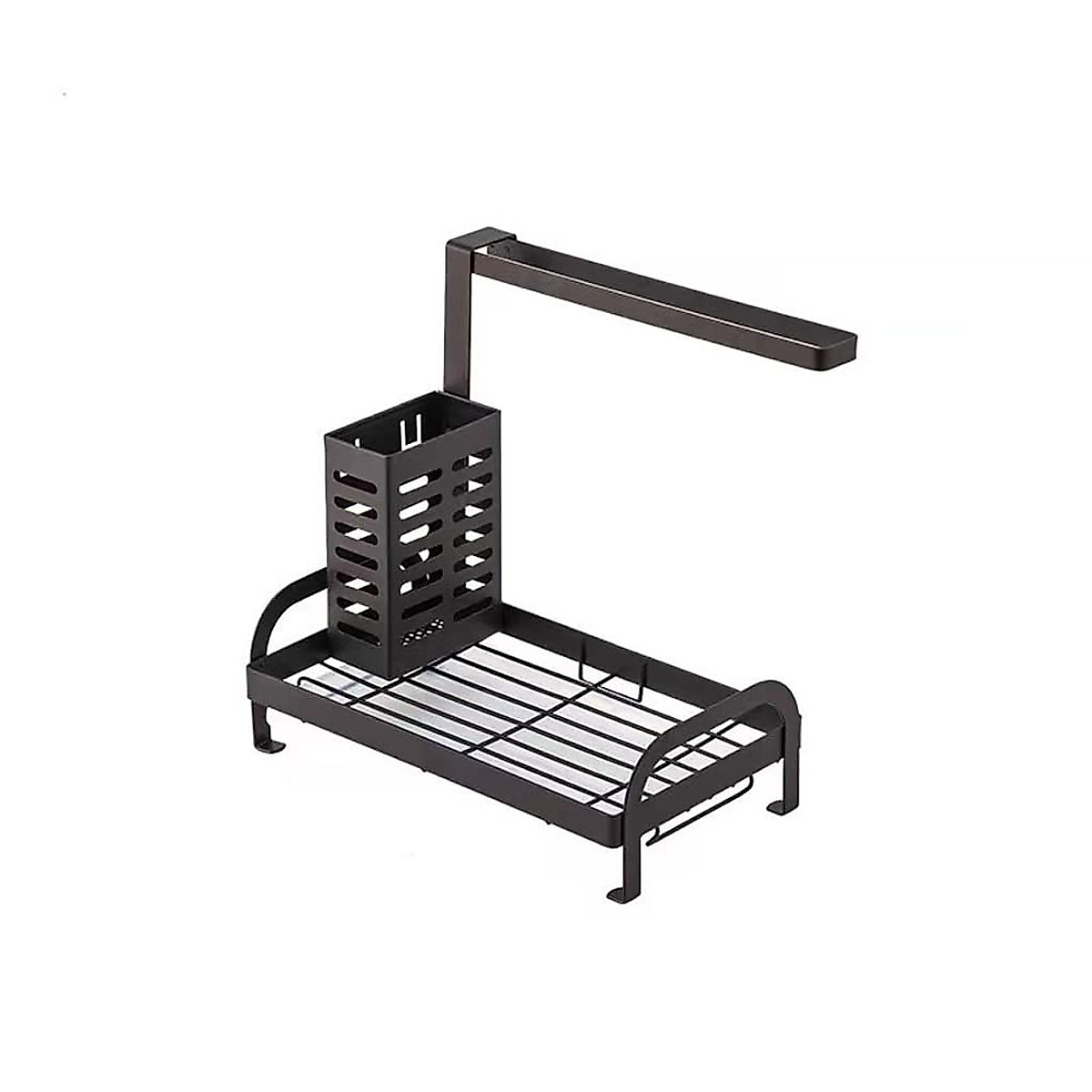 LUVADU ZCX Sink Organizer Sponge Holder with Drain Pan Stainless Steel Countertop Organiser Towel Rack,245 * 145 * 225MM Soap Dispenser Organizer