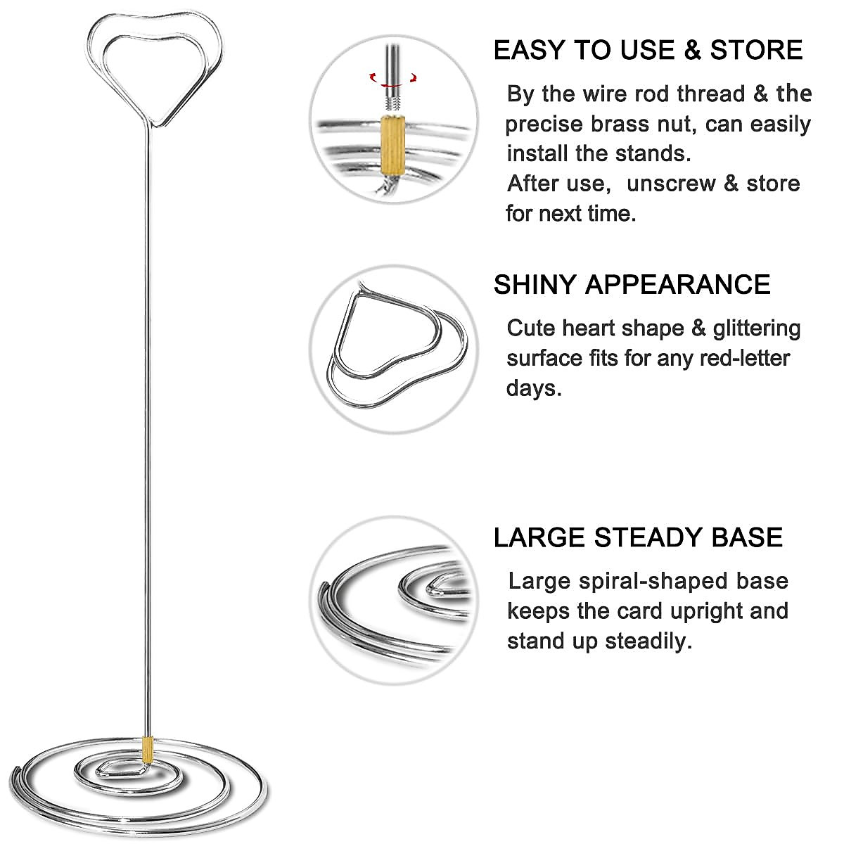 12Pcs 9In Premium Table Number Holders Place Card Holders - Photo Card Holder, Picture Holders for Tables, Card Stand, Sign Stands, Table Setting Decor in Gift Box