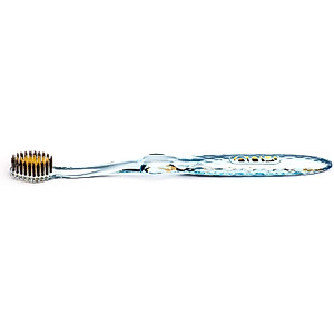 Nano-b Manual Toothbrush for Adults with Sensitive Gums, Gold & Charcoal Soft/Medium Bristles, Travel Case, Blue