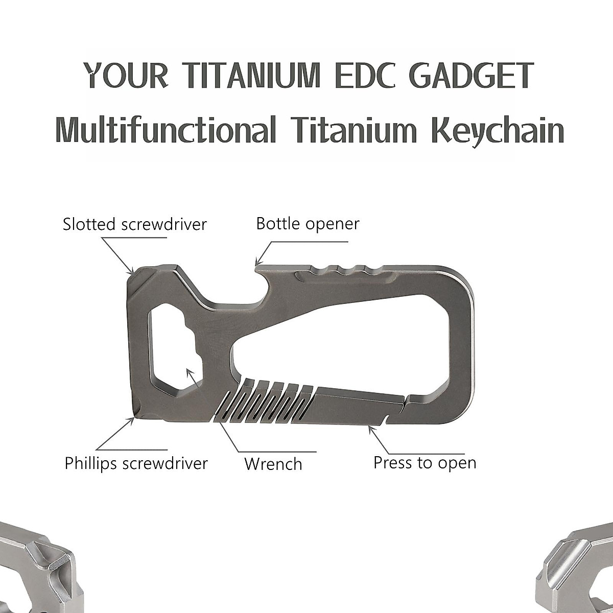 Imentha Titanium Carabiner Keychain with Bottle Opener - Heavy Duty Multifunctional EDC Key Chain for Camping, Hiking, and Everyday Use