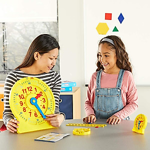 hand2mind Number Line Clock for Demonstration, Math Manipulatives for Counting Numbers and Telling Time, Montessori Toys for Toddlers, Learning to Tell Time Clock, Kindergarten Homeschool Supplies