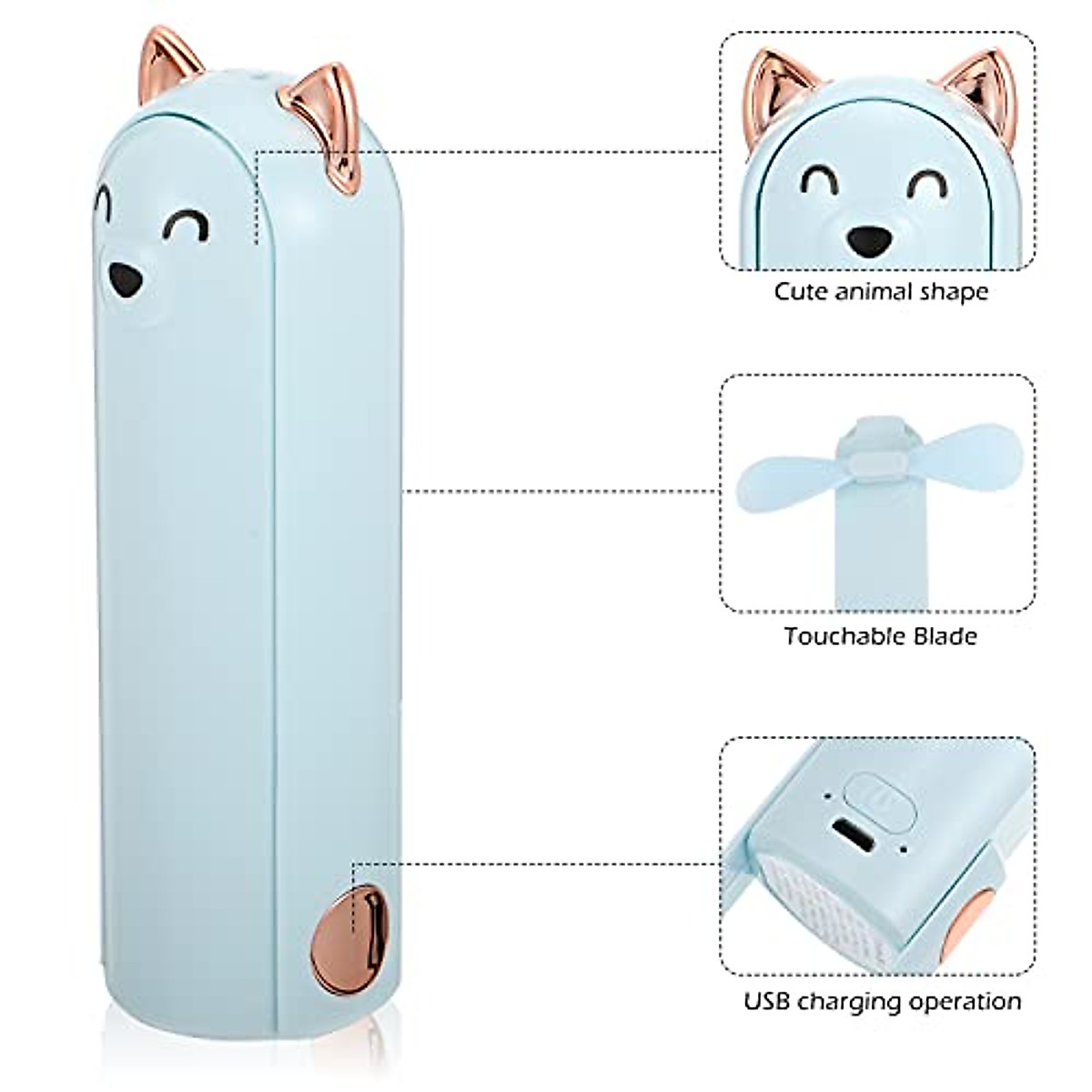 Homoyoyo Portable Fans 3pcs Blue Usb Travelling Charging Girls Stylish Summer Practical Mini Personal Design Rechargeable Foldable Outdoor Handheld Sports Portable Indoor Sky Handheld Fans