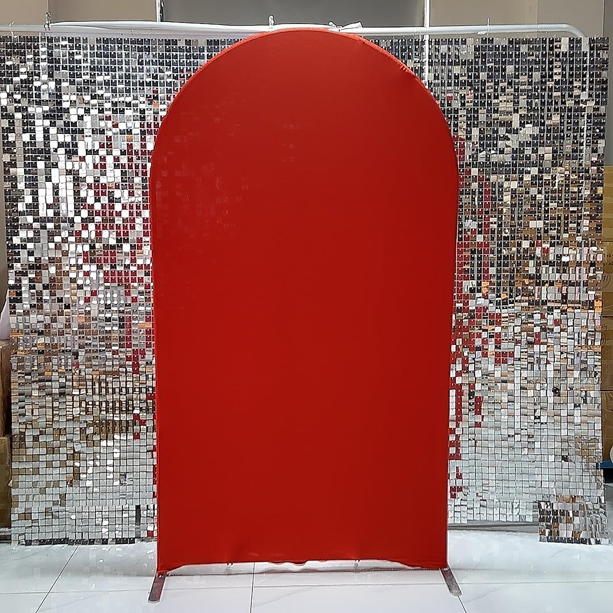 Iydamc Pastel Burnt Orange Arch Backdrop Covers Stretchy Arched Stand Cover for Parties Decoration Baby Bridal Shower Birthday Wedding Party Props NO-377-4x7ft