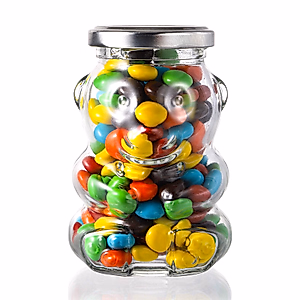Bekith 12 Pack 9 oz Glass Honey Bear Jar with Silver Lids for Jam, Wedding Favors, Shower Favors, Baby Foods, DIY Magnetic Spice Jars