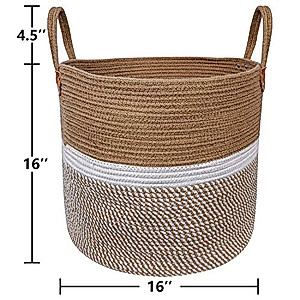 CHICVITA Large Jute Basket Woven Storage Basket with Handles (Set of 2)
