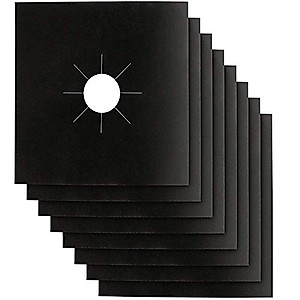 Stove Burner Covers - Gas Stove Protectors Black 0.2mm Double Thickness, Reusable, Non-Stick, Fast Clean Liners for Kitchen/Cooking. Stove top Covers Gas Burners Size 10.6" x 10.6" BPA Free(8 Packs)