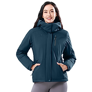 CAMELSPORTS Women's Waterproof Snow Ski Jakcet Fleece Warm Winter Coat Hooded Windproof Insulated Snowboarding Jacket