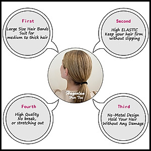 Hageolan Elastic Hair Ties for Thick Heavy and Curly Hair 120 Pcs, Hair Bands for Women's Hair Black Ponytail Holders Bulk (4mm）