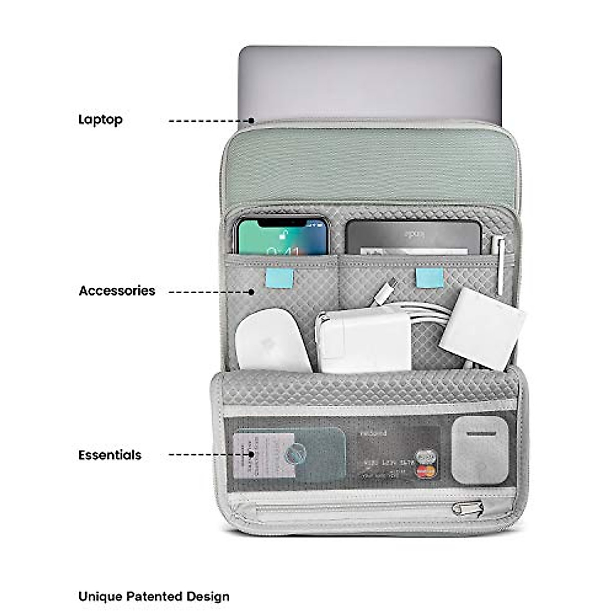 tomtoc Laptop Tablet Sleeve for 12 Inch MacBook Retina Display A1534, 10.9-inch iPad Air 4 | 11 iPad Pro with Magic/Smart Keyboard Folio or Logitech Slim Folio Pro Case, Organized Accessories Pocket