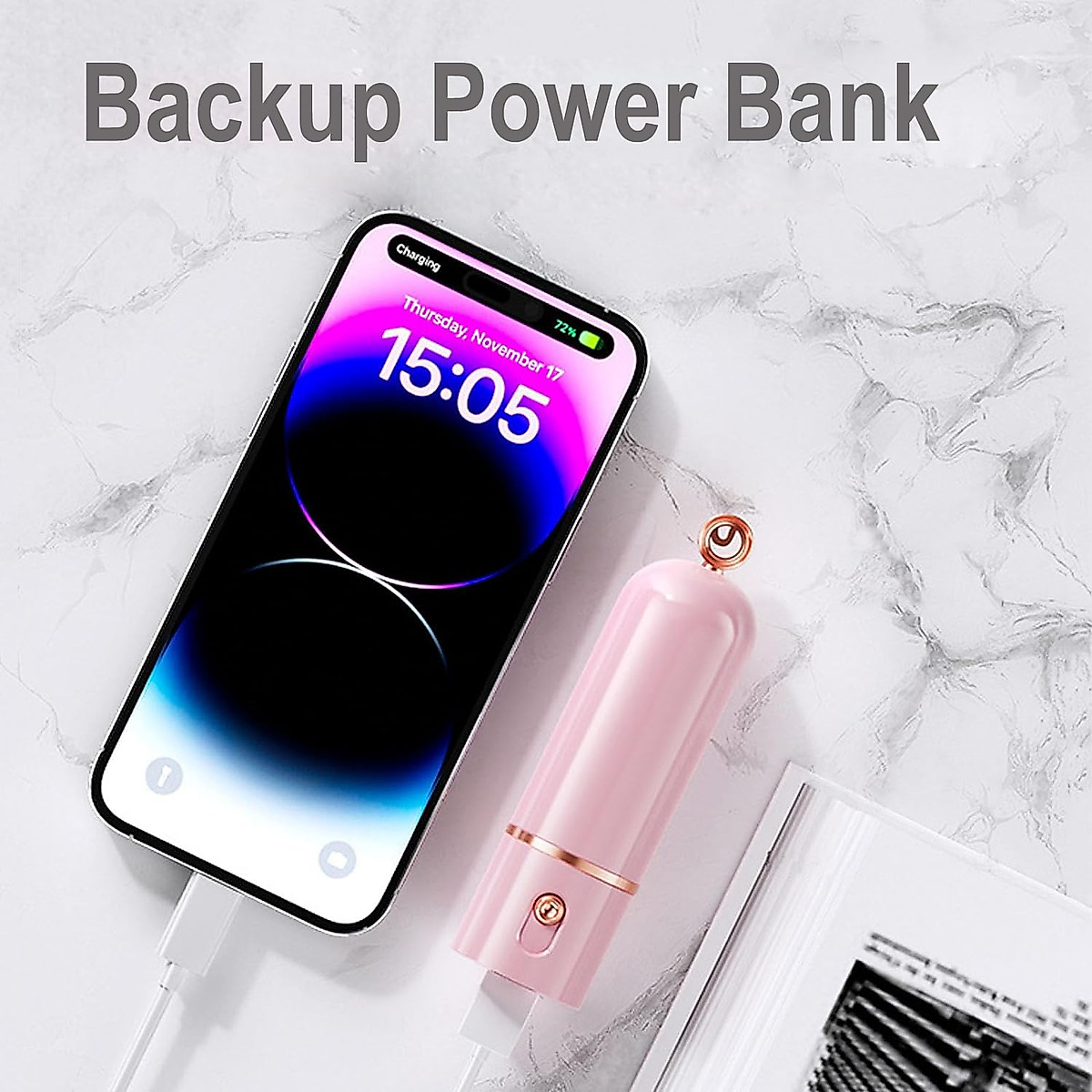 AOCOOLFAN Portable Handheld Fan, Mini Fan USB Rechargeable, 3 Speed Personal Small Pocket Fan, Battery Operated Fan with Power Bank, Travel Hand Fan for Girl Women Outdoor (Pink)