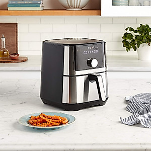 Instant Vortex Plus 6-in-1, 4QT Air Fryer Oven, From the Makers of Instant Pot with Customizable Smart Cooking Programs, Nonstick and Dishwasher-Safe Basket, App With Over 100 Recipes, Stainless Steel