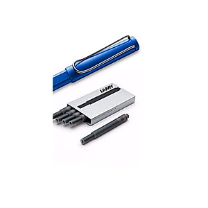 Lamy Safari Fountain Pen (14F) Sky Blue + 5 Black Ink Cartridges (O158944)