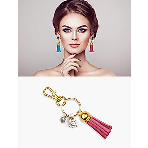 Tassels for Crafts, Anezus 100Pcs Keychain Tassel Set Including 50Pcs Tassels, 25Pcs Lobster Clasp Keychain and 25Pcs Keychain Rings Bulk for Acrylic Blank Keychains, Shrinky Film Artand Crafts (Gold)