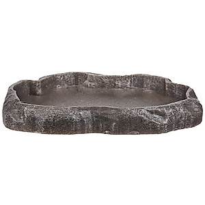 Zoo Med Reptile Rock Food Dish, Medium, 7.25"l x 6"w x 0.75"h, Colors may vary Black