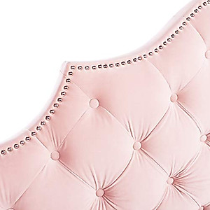 Safavieh Home Arebelle Modern Blush Pink Velvet Tufted Headboard, King