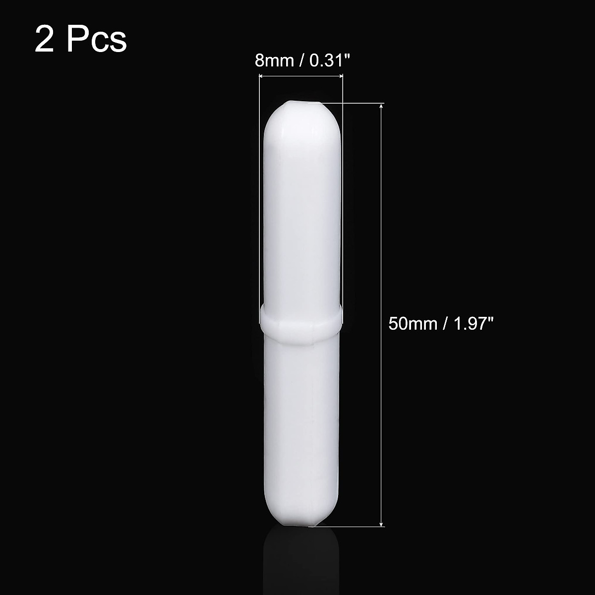 MECCANIXITY Magnetic Stirrer Mixer Stir Bar Rod 50mm(1.97") with Ring Shape PTFE Coating Magnet White for Laboratory Pack of 2