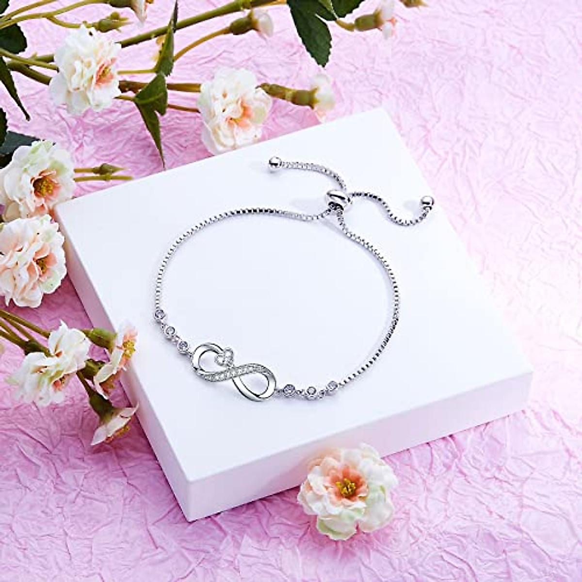 Gifts for Women Her Girlfriend Teen Girls,Infinity Heart Bracelets for Women,Mothers Day Birthday Presents for Wife from Husband