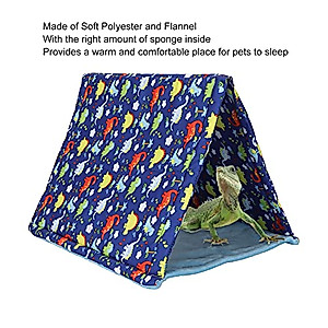 Reptile Sleeping Bed, Soft Warm Cartoon Pattern Lizard Hideout Tent for Pet Reptile Guinea Pig