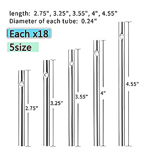 sansheng 90pcs (5 Different Length) Wind Chime Tubes for Home Garden Outdoor Hanging Decorations, Tone Empty Tubes with Wind Chime line 150 Yards(Silver)