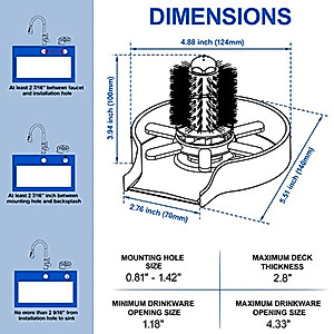 𝟮𝟬𝟮𝟯 𝗡𝗲𝘄 Metal Glass Rinser for Kitchen Sink - 360° Rotary Cup Washer with Brush, Faucet Cup Rinser Cleaner Kitchen Sink Bottle Washer for Bar, Brushed Nickel