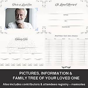 D AND YOU Funeral Guest Book for Memorial Service Set - Thank You Cards, Sign in Memorial Service Guest Book for Funeral, Table Sign and Pen - Memorial Books for Celebration of Life