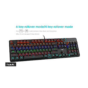 HAVIT LED Backlit Wired Mechanical Gaming Keyboard with Blue Switches,Black