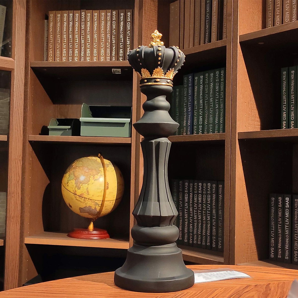 LOOYAR Three Pack Chess King Queen Knight Statue Sculpture Ornament Collectible Figurine Craft Furnishing for Home House Decoration Office Desk Table Wine Cabinet Arrangement Gift