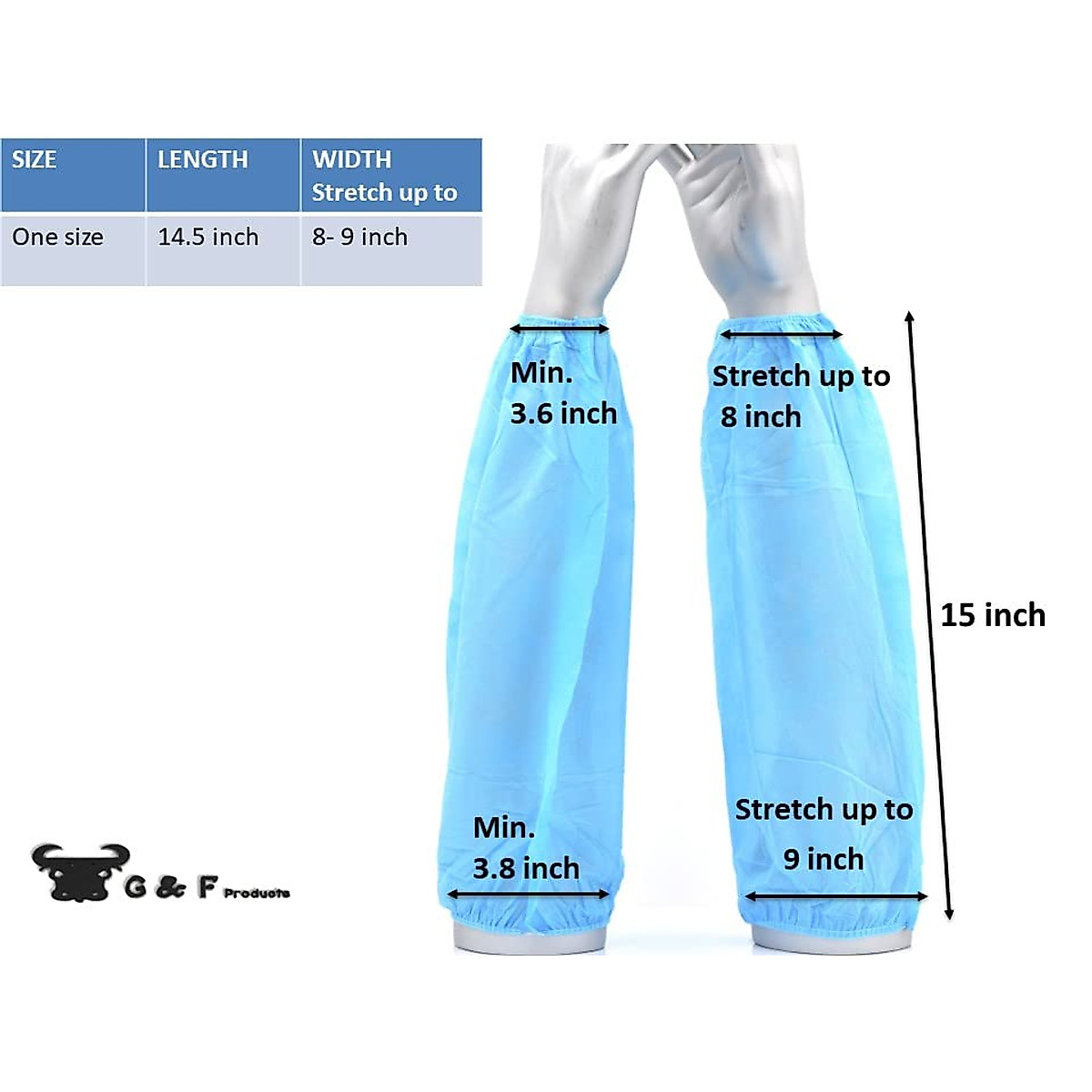 100 Pieces of Arm Sleeves, Made of Non-Woven Fiber Sleeve Covers with Elastic Closures stretchble Reusable Blue 100 Pieces