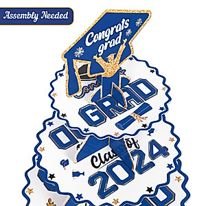 jollylife 2 Set Graduation Decorations Class of 2024 Blue and Gold Cupcake Stand,3-Tier Cardboard Congrats Grad Tower Plus 24 Cake Toppers Party Supplies Decor(Assembly Needed)