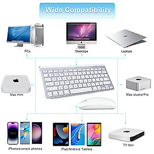 Wireless Keyboard and Mouse Compatible with iMac MacBook Air/Pro (Bluetooth and USB)