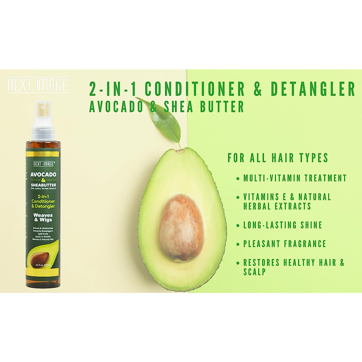 On Natural Next Image Avocado & Shea Butter 2-in-1 Conditioner & Detangler, 8 Ounce