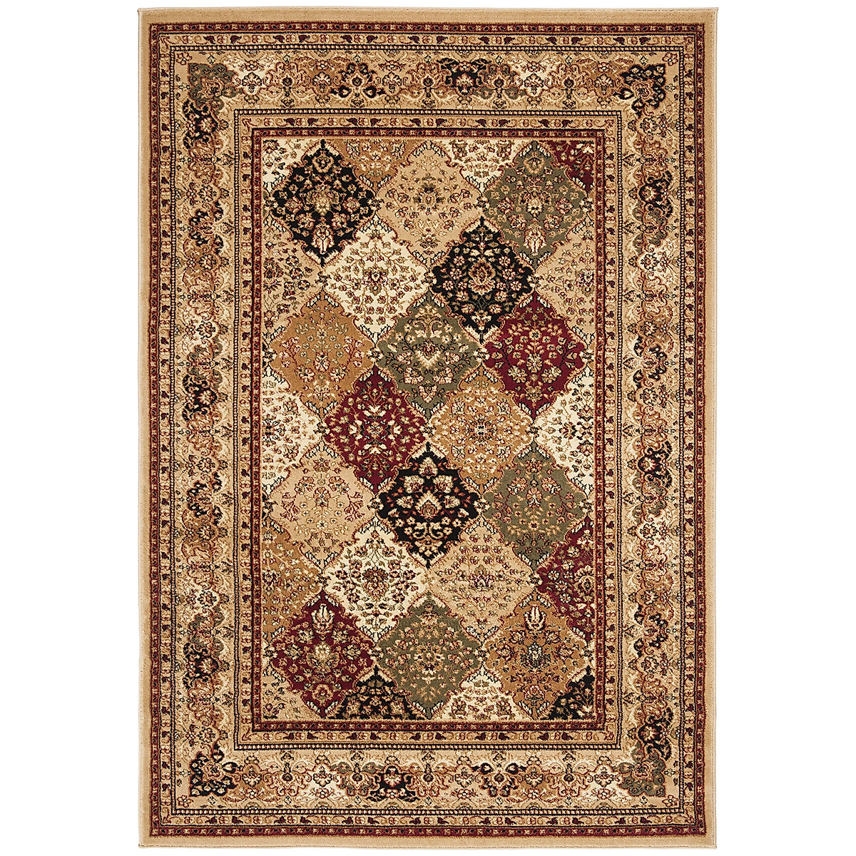 SAFAVIEH Lyndhurst Collection Area Rug - 9' x 12', Multi & Beige, Traditional Oriental Design, Non-Shedding & Easy Care, Ideal for High Traffic Areas in Living Room, Bedroom (LNH221C)
