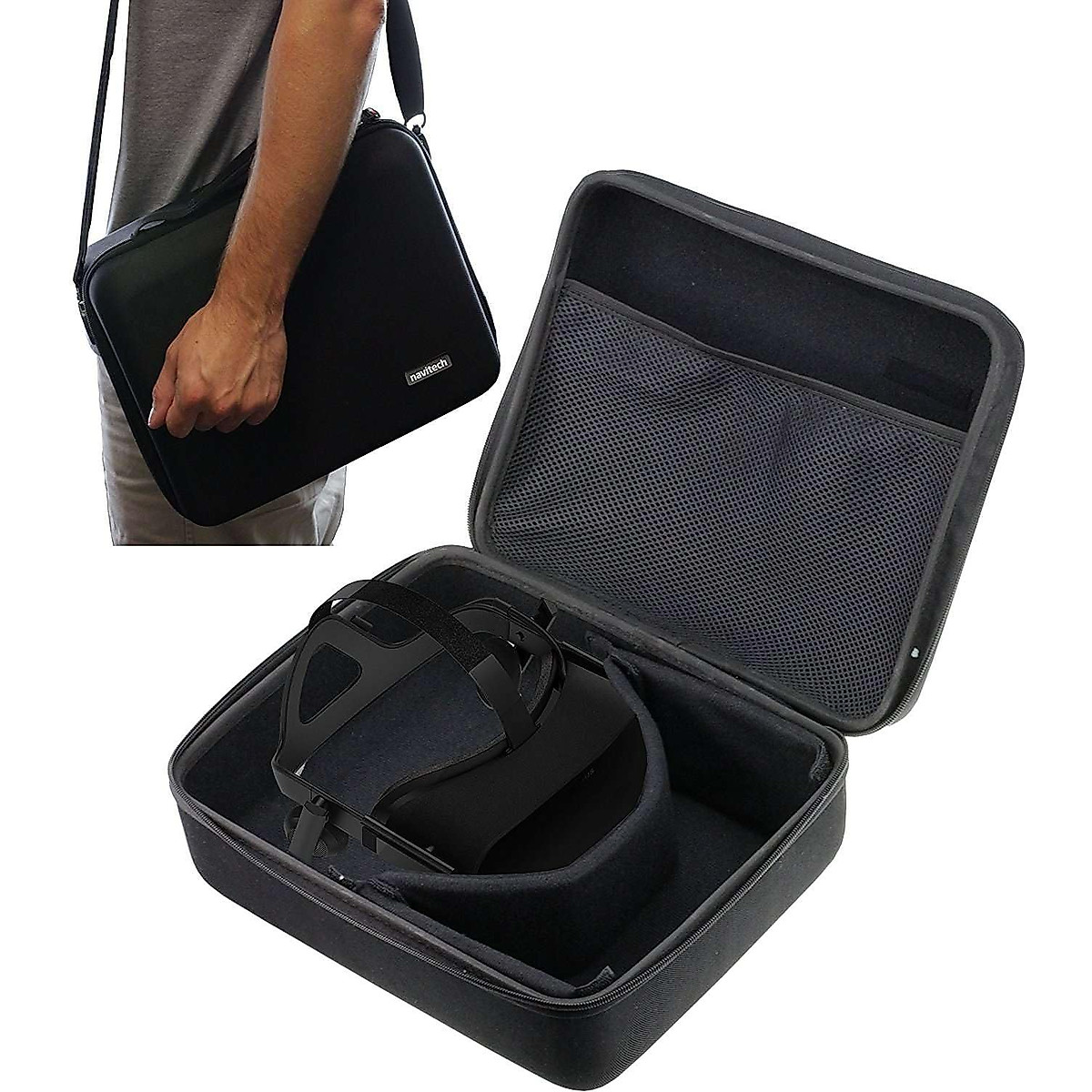 Navitech Black Heavy Duty Rugged Hard Case With Shoulder Strap Compatible With Thafikzi VR Headset [video game]