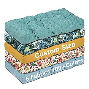 RQPCSC Custom Bench Cushions for Indoor Furniture, 4" Thickness Memory Foam Window Seat Cushions Indoor, Non-Slip Tufted Porch Swing Seat Cushions, Outdoor Bench Cushion (6 Fabrics, 100+ Colors)