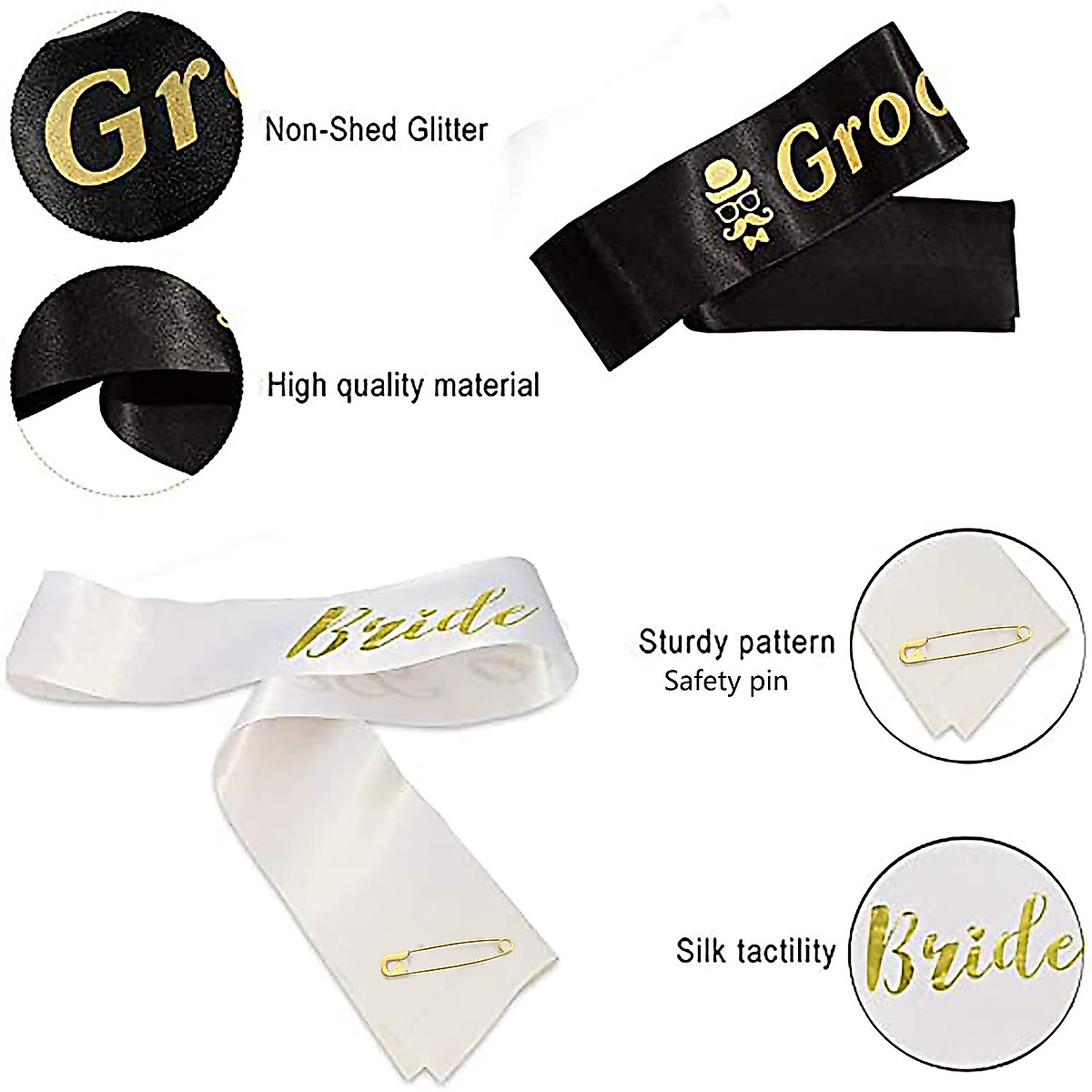 Bachelorette Party Sash - Bride and Groom to Be Sash Bachelor Party Sash Bridal Shower for Wedding Decorations Party Supplies