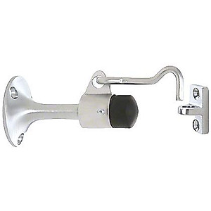 CRL Satin Chrome Finish Wall Mounted Heavy Duty Door Stop with Hook and Holder