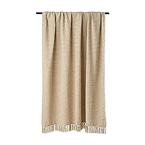 DII California Casual Houndstooth Woven Throw, Stone, 50x60