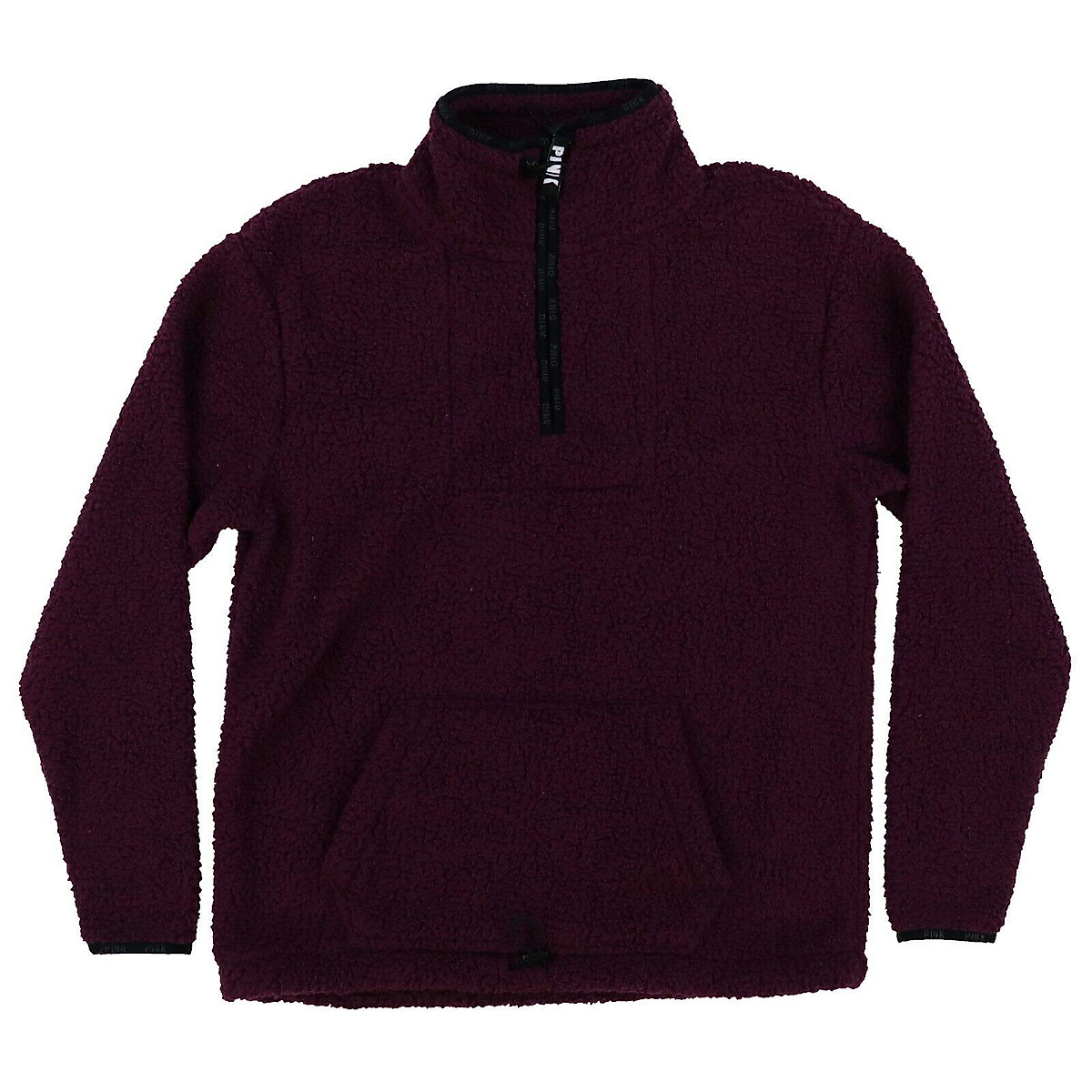 Victoria's Secret Pink Sweatshirt Sherpa Quarter Zip Pullover (XL, Burgundy)