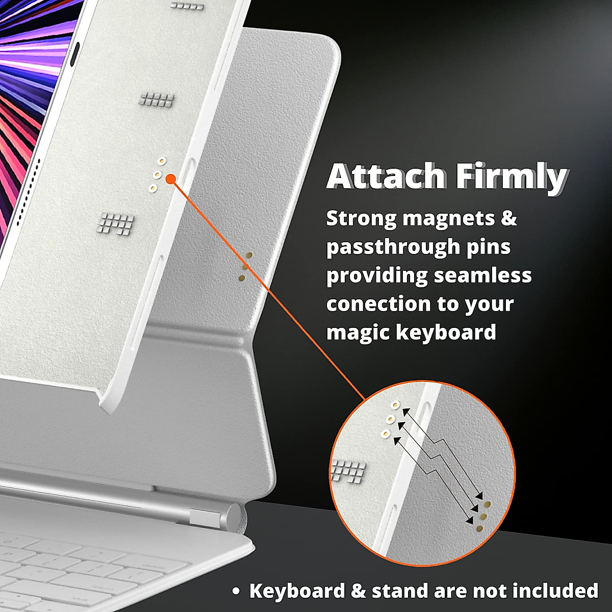 CoverBuddy iPad Pro 12.9 Inch Case 2022 - Magic Keyboard Compatible Case with Pencil Holder (5th Gen), Support Apple Pencil Charging - Compatible with Magic Keyboard, Smart Keyboard Folio (Black)
