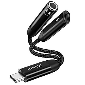 NIMASO USB Type C to 3.5mm Headphone and Charger Adapter, 2 in 1 Headphone Jack Charging Power Aux Cable Compatible with Pixel 4 3 XL, Galaxy S21 S20 S20+ Plus iPad Pro Air 4 Mini 6