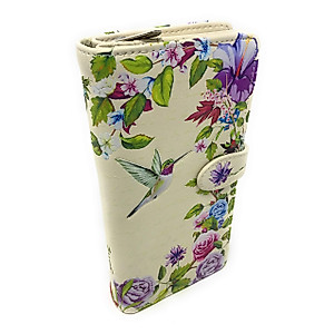 Shag Wear Vintage Hummingbird Large Bird Wallet for Women and Teen Girls Vegan Faux Leather 7" Beige