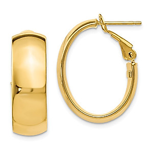 The Black Bow 7.5mm Polished 14k Yellow Gold Oval Hoop Earrings, 23mm (15/16 Inch)