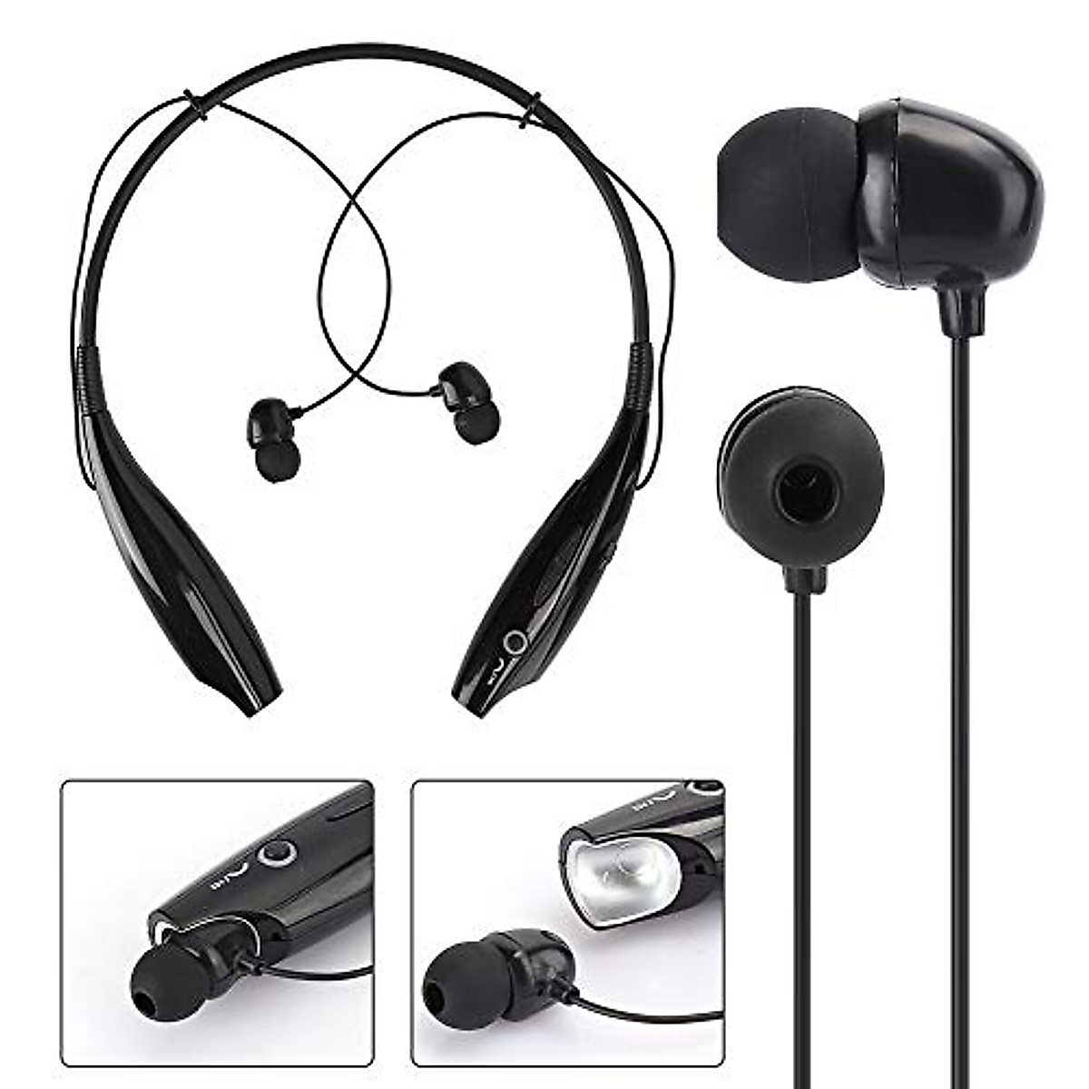 minifinker Noise Reduction Headest, Longer Standby Calls Decreasethe Burden HV-800 Earphones for Hinking Sport for Music Walking(Black)