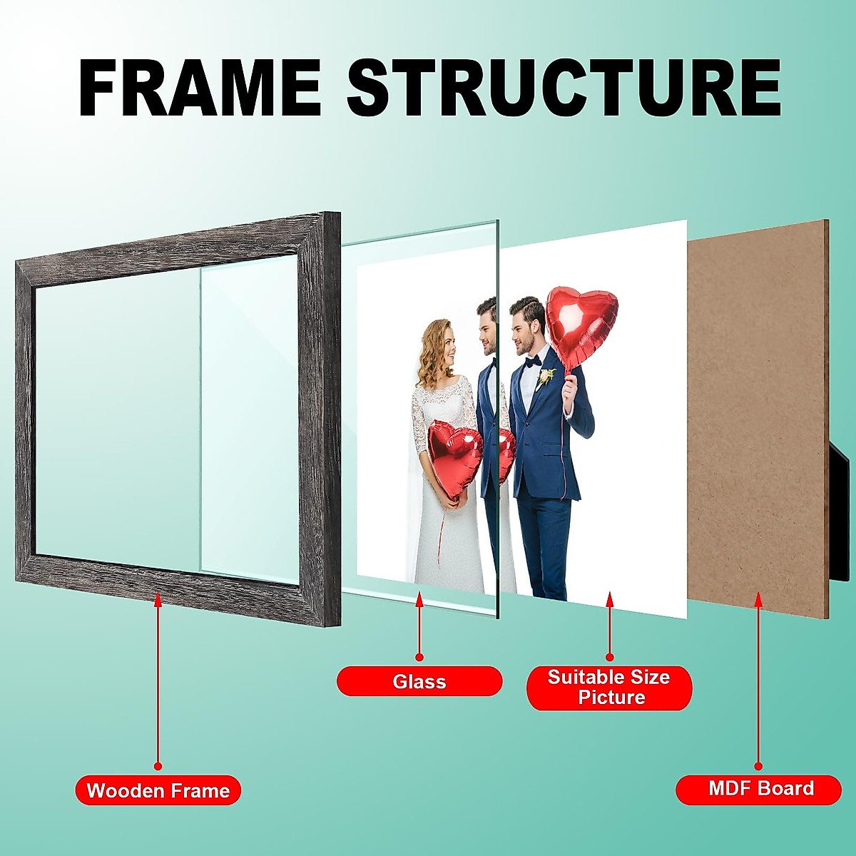 RPJC 3.5x5 inch Picture Frame Made of Solid Wood High Definition Glass for Table Top Display and Wall Mounting Photo Frame