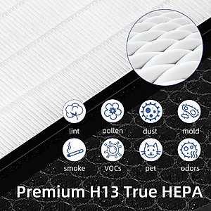 Vital 200S Replacement Filter for LEVOIT Vital 200S Air Purifier, 3-in-1 True HEPA and High Efficiency Activated Carbon Filter, Part# Vital 200S-RF,2 Pack,White