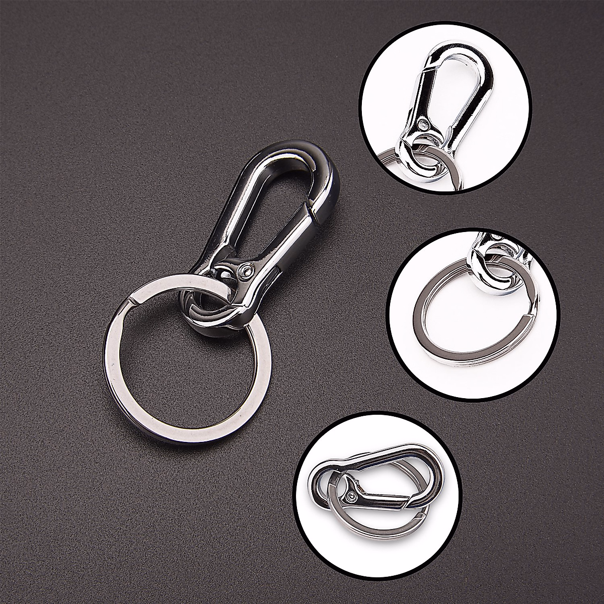 Sunmns Metal Keyring Keychain Key Ring Chain Hook Organizer, 2 Pack
