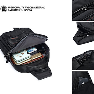 Sling Bags, Chest Shoulder Backpacks Crossbody Purse Outdoor Chest Bag Travel Backpack for Men Women Hiking Camping Cycling (Black 9.7'')