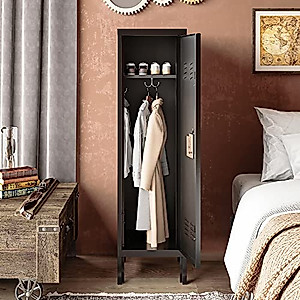 STANI Metal Locker, Metal Cabinet for Home Office, Metal Storage Locker with Doors and Shelves, Lockable File Cabinet Organizer Coat for Gym, School, Office